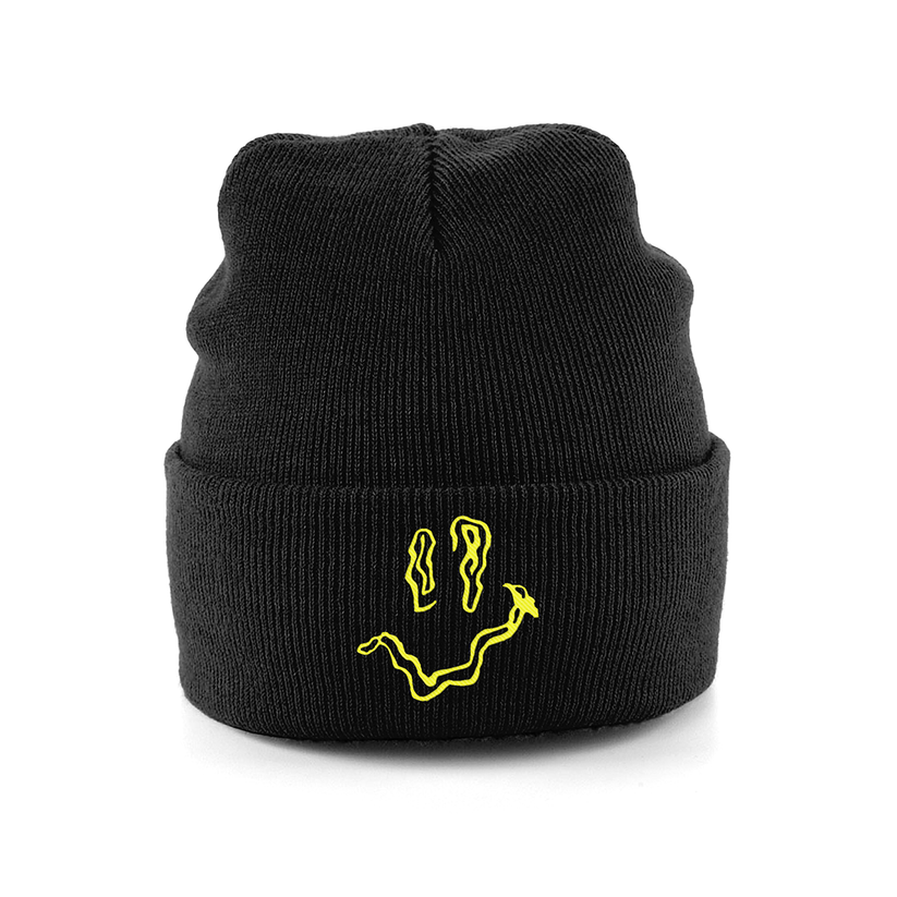 SMILEY Embroidery Beanie Hat | Smile Rave Festival Cosy Hat | Hun Sauce
